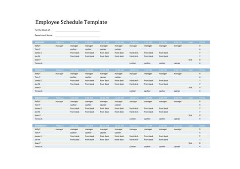 Free Printable Employee Schedule Templates [word Excel]
