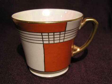 Crown Devon Coffee Cup Saucer Cubist Art Deco C1930 27549551