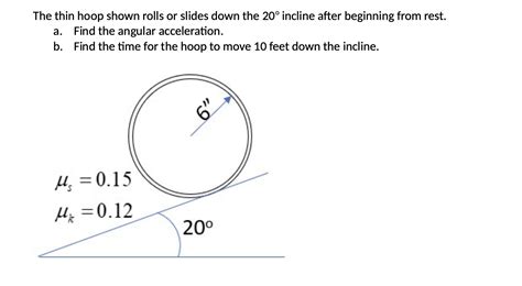 The Thin Hoop Shown Rolls Or Slides Down The Chegg