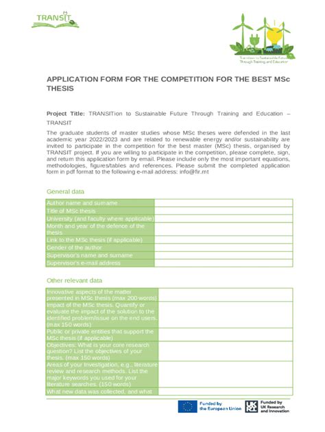 Msc Thesis Application Doc Template Pdffiller