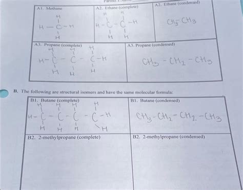 solved a1 methane h 1 Н С н І a3 propane complete