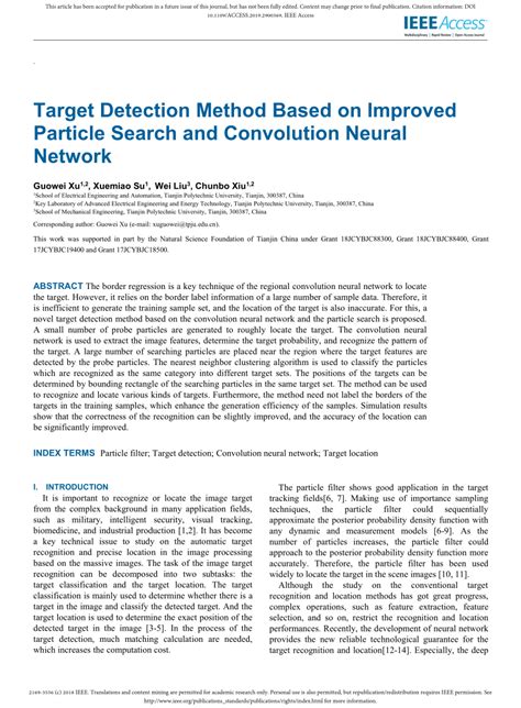 Pdf Target Detection Method Based On Improved Particle Search And