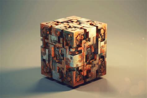 Exploring Artistic Dimensions In A Geometric Cube Ai Generated Stock