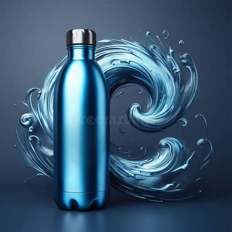 Blue Bottle With Water Splash On A Blue Background Stock Illustration