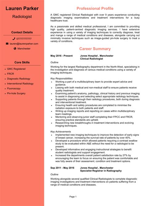 Radiologist Cv Example Guide Get Hired