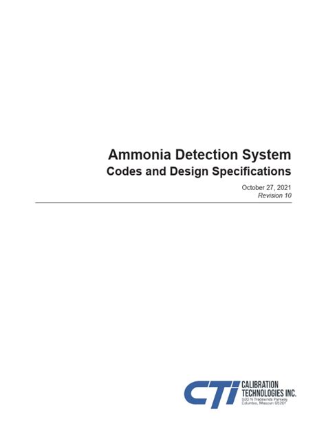 Ammonia Detection System Codes And Design Specifications Pdf Sensor