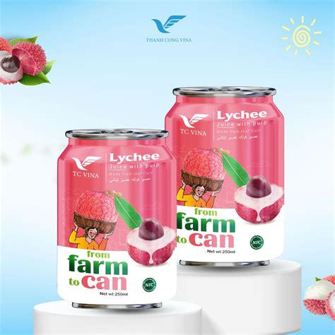 250ml Tcvn Canned Lychee Juice Drink Nfc Thanh Cong Vina