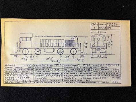 Vintage Lehigh Valley Railroad Equipment Diagram Class Ds 3 Locomotive 117 £1373 Picclick Uk