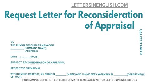 Request Letter For Reconsideration Of Appraisal Appraisal