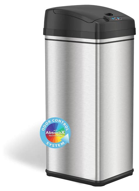 Drevy 13 Gallon Sensor Trash Can With Odor Control System Stainless Steel Auotmatic Touchless