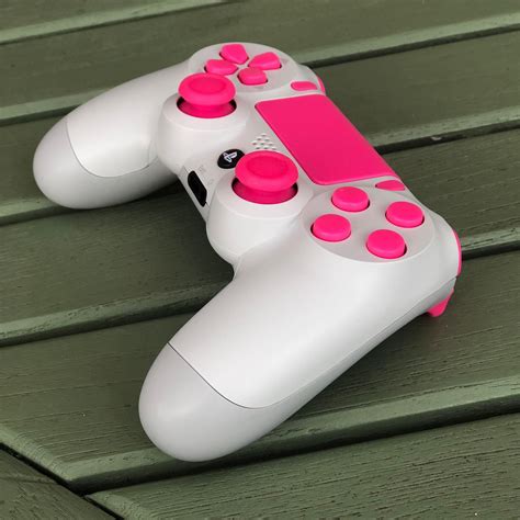 Playstation 4 Pro Dualshock 4 Ps4 Custom White Controller With Pink