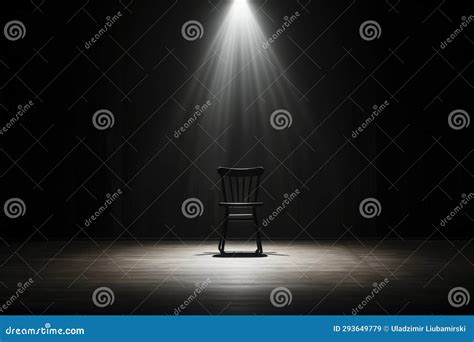 Empty Chair In A Dark Room In The Rays Of A Spotlight Stock Image