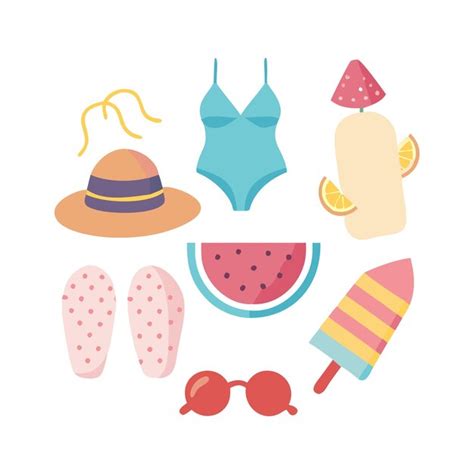Summer Icon Set Premium Ai Generated Vector