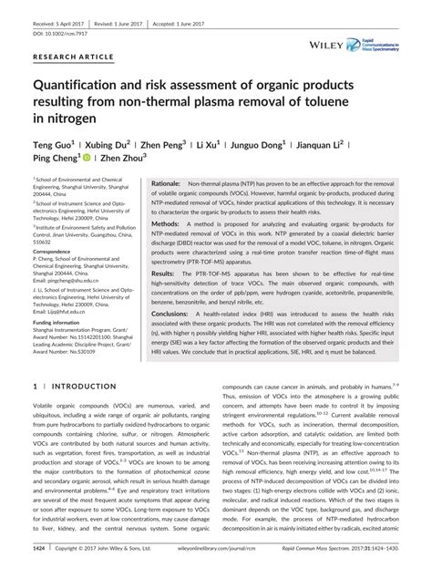 Pdf Quantification And Risk Assessment Of Organic Products Resulting From Non Thermal Plasma