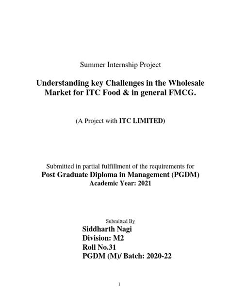 Itc Fmcg Marketing Pdf