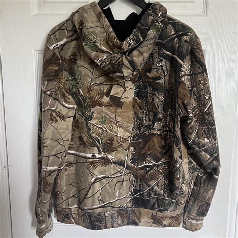 Camo Zip Up Hoodie Fleece On The Inside So Its Depop