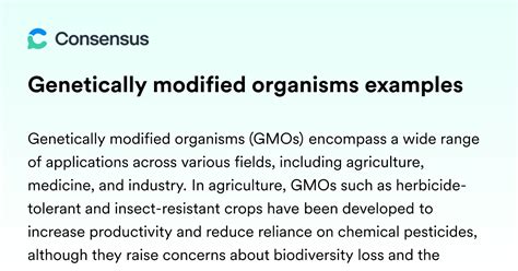 Genetically Modified Organisms Examples Consensus Academic Search Engine