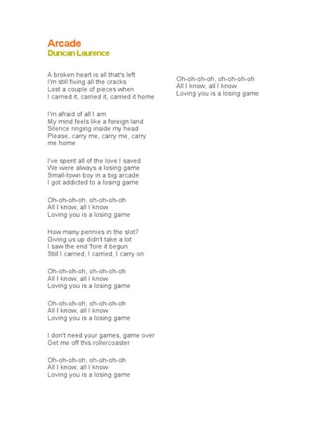 Arcade Duncan Lawrence Letralyrics Pdf