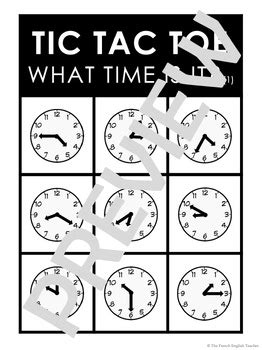 What Time Is It Tic Tac Toe Game To Practise Telling The Time