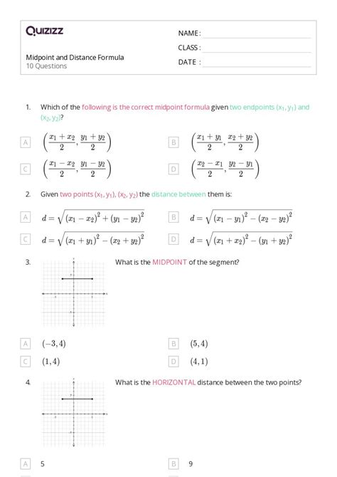 50 Distance Formula Worksheets For 12th Class On Quizizz Free