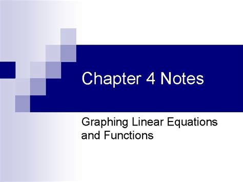 chapter 4 notes graphing linear equations and functions