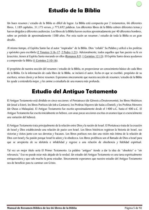 Manual De Resumen Bíblico De Los 66 Libros De La Biblia Gabriel Gua