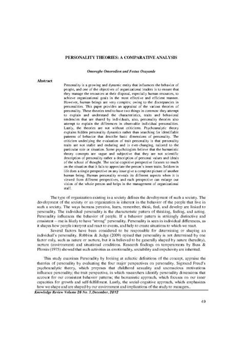 Personality Pdf 96261 Personality Theories A Comparative Analysis