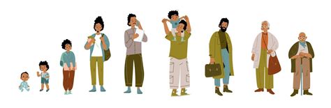Male Character Lifespan Age Generation Man Life 13530935 Vector Art