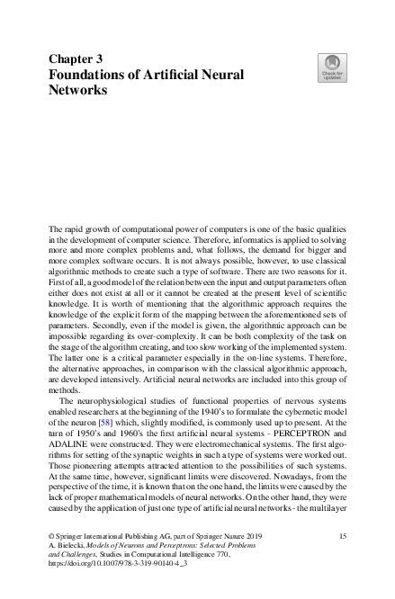 Pdf Foundations Of Artificial Neural Networks