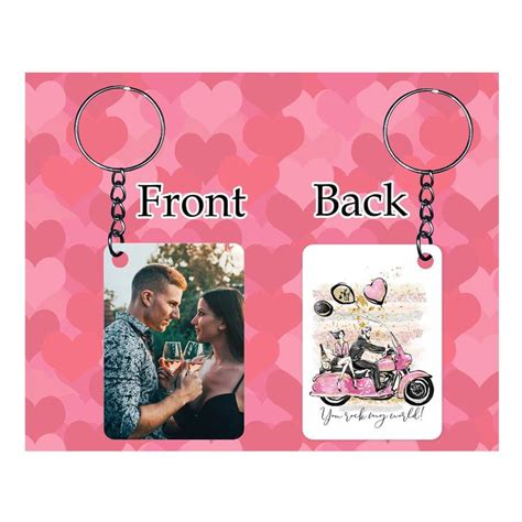 Personalised Photo Rectangle Key Ring Valentines Day T Keepsake Love Couple Married