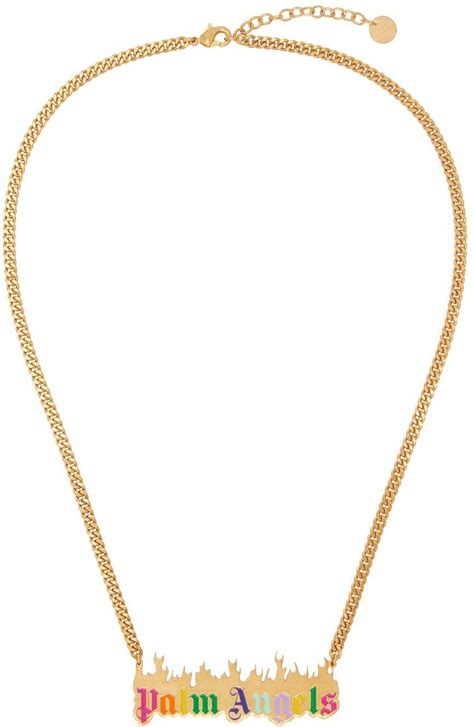 Palm Angels Gold And Multicolor Burning Necklace Palm Angels