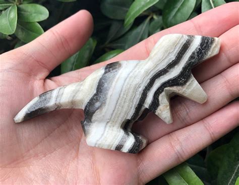 Zebra Onyx Small T Rex Stone Carving Polished Tyrannosaurus Rex