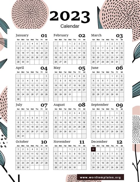 Blank Calendar Template Word