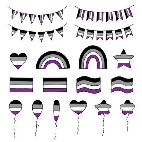 Two Set Of Colorful Asexual Pride Flag Happy Pride Day Lgbtqia