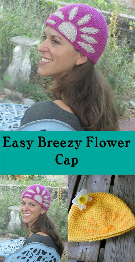 Easy Breezy Flower Cap Applique Pattern Crochet Pattern