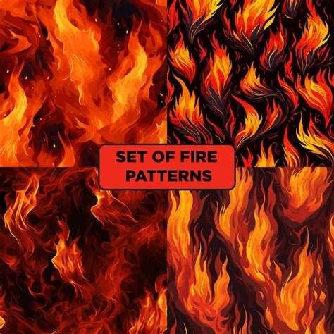 Premium Vector Set Of Seamless Pattern Of Fire