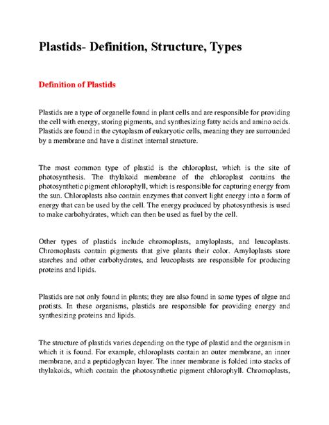 Plastids Definition Structure Types Plastids Definition Structure Types Definition Of