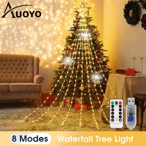 Auoyo Light String Outdoor Christmas Lights Waterfall Lamp Curtain