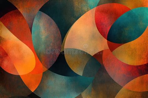 Abstract Art With Overlapping Circular Shapes And Earth Tones Stock Illustration Illustration