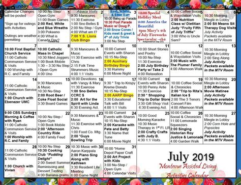 Assisted Living Activity Calendars Printable Calendar 2020 2021