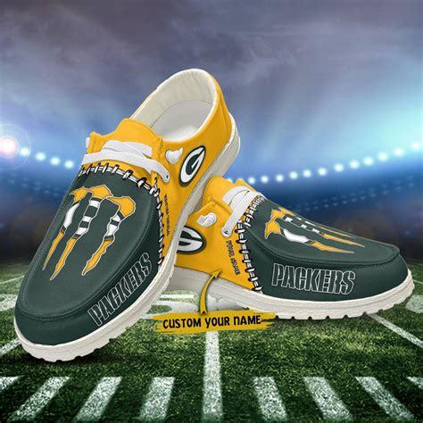 Green Bay Packers Personalized Moccasin Slippers Hey Dude Shoes Style