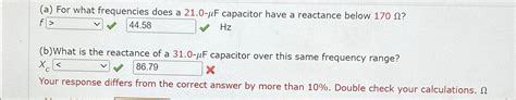 Solved a For what frequencies does a μF capacitor Chegg