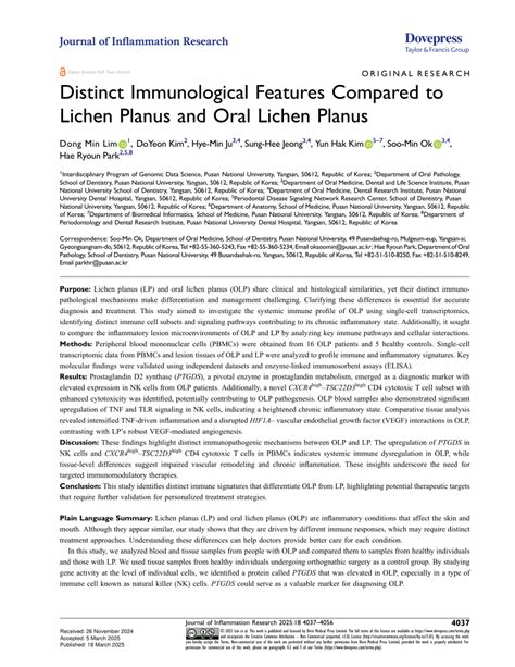 Pdf Distinct Immunological Features Compared To Lichen Planus And