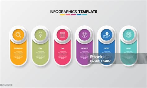 비즈니스 인포그래픽 템플릿 프로세스에는 간단한 기하학 사각형 직사각형 원형 삼각형 가는 선 아이콘과 6개의 옵션 또는 단계가 있는 평면 디자인 템플릿의 곡선이 있습니다 벡터