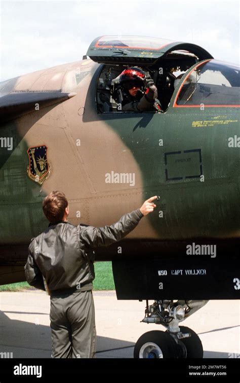 A British Royal Air Force Pilot Aboard An F 111 Aircraft Stops To