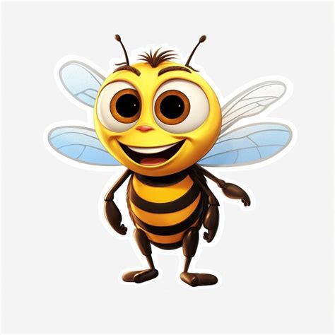 Premium Photo Sticker Bee White Background