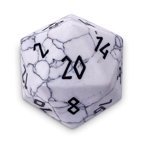 White Howlite Boulder 30mm Gemstone Dice Norse Foundry