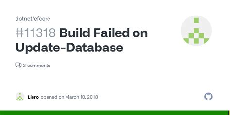 Build Failed On Update Database · Issue 11318 · Dotnetefcore · Github