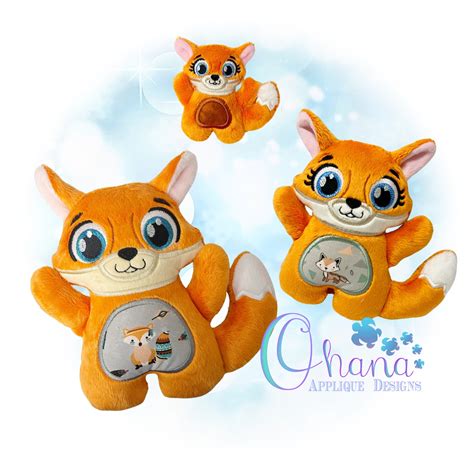 Huggable Fox Stuffie Embroidery Design Ohana Applique Designs