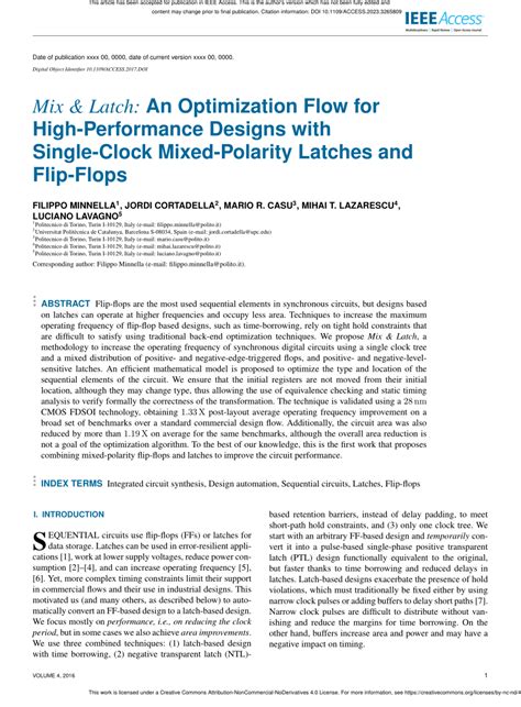 Pdf Mix And Latch An Optimization Flow For High Performance Designs With Single Clock Mixed